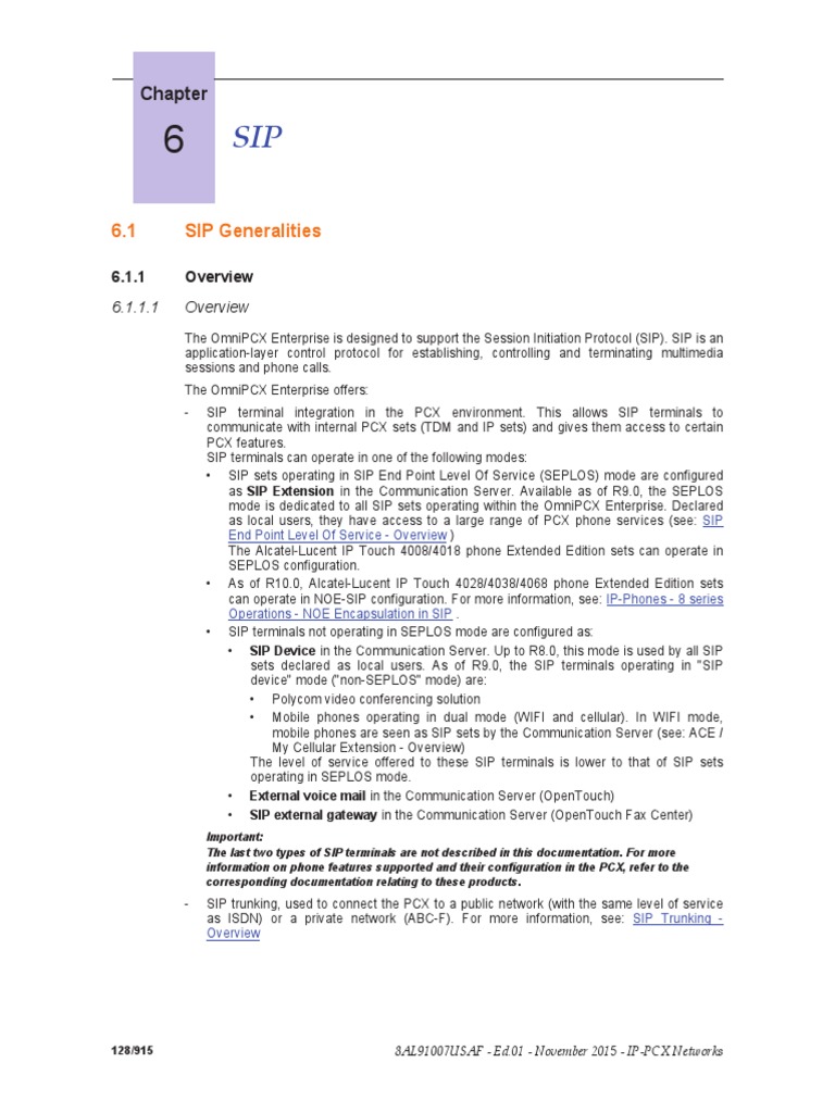 8AL91007USAF Ed01en SIP Extract | PDF | Session Initiation Protocol | Computer Network