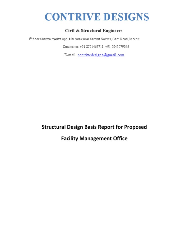 Structural Design Basis Report for Proposed Facility Management Office ...