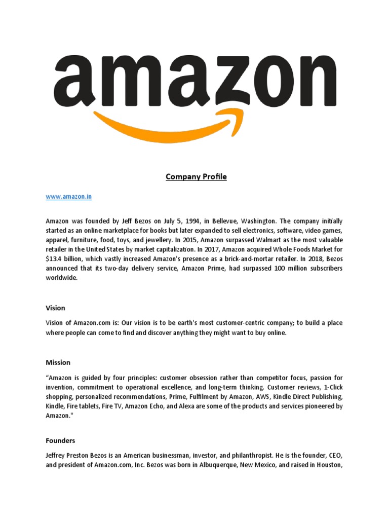 Company Profile: WWW - Amazon.in | PDF | Economies | Business
