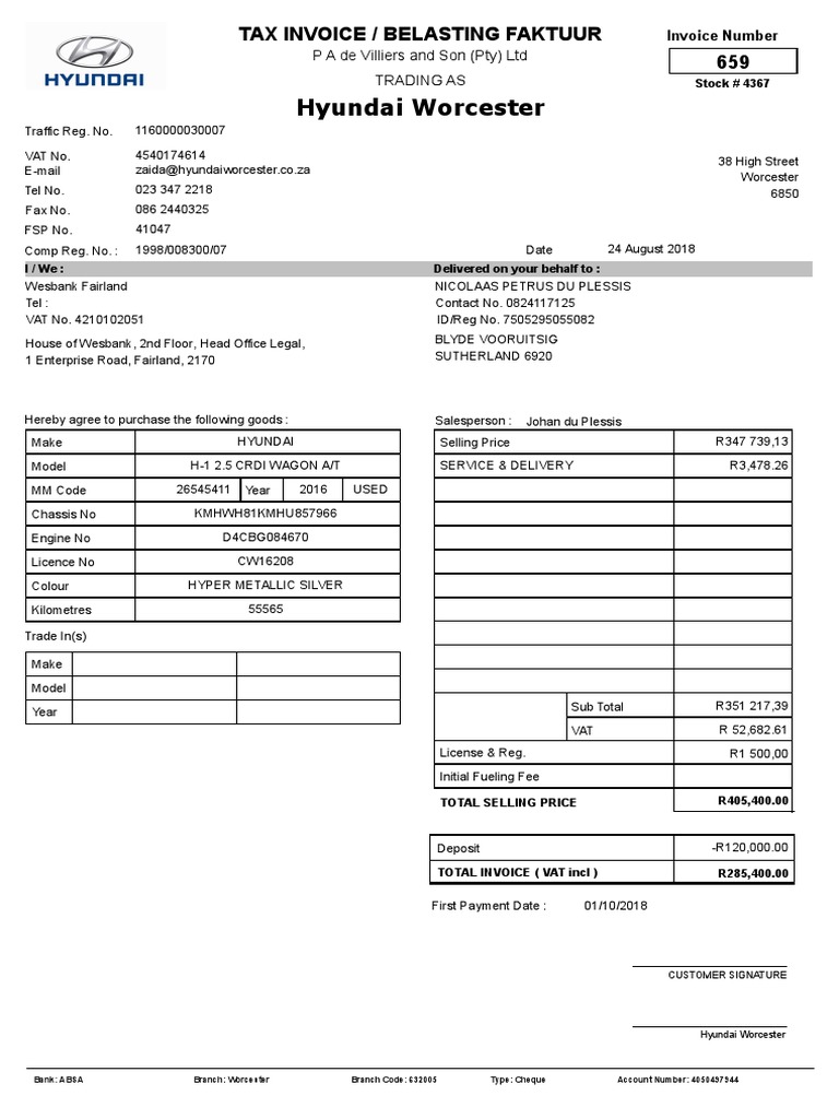 Du Plessis NP Invoice PDF | PDF | Value Added Tax | Financial Services