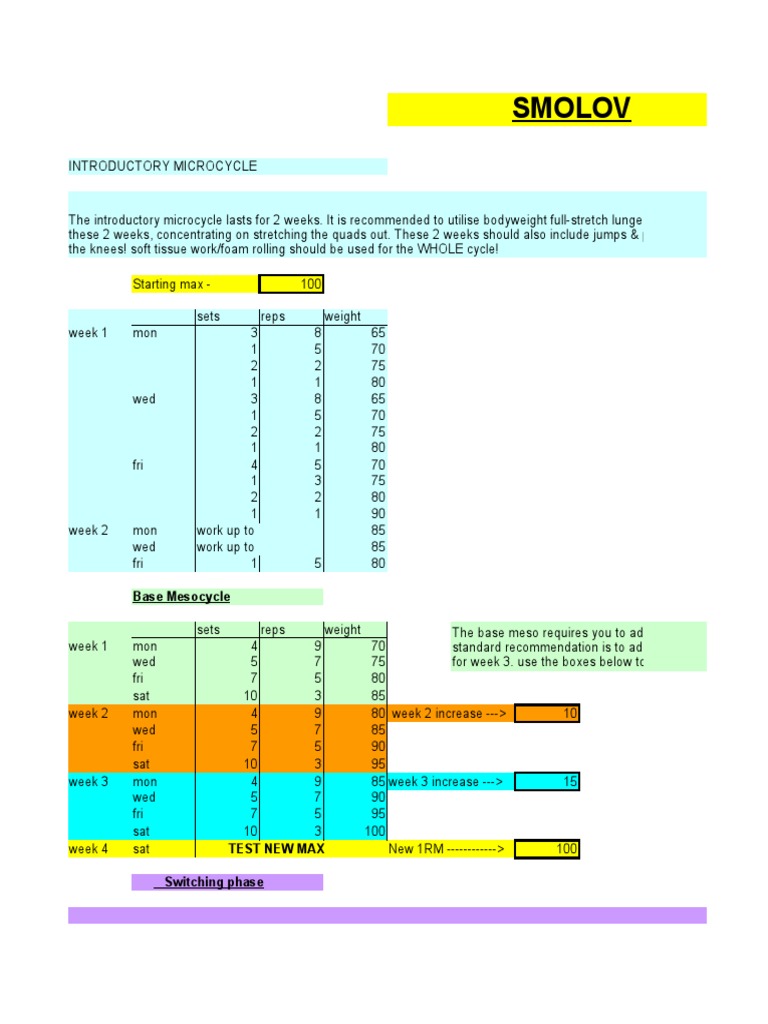 Full Smolov | PDF | Physical Exercise | Physical Fitness