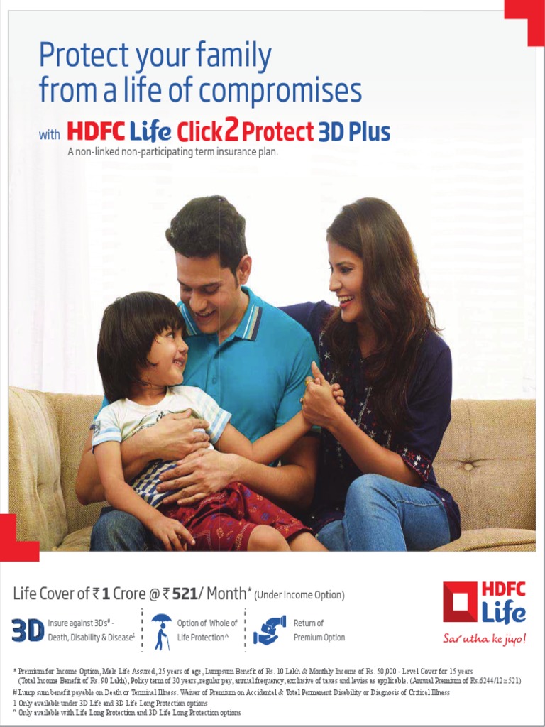 PP07201811639 HDFC Life Click 2 Protect 3D Plus - Retail - Brochure PDF | PDF | Insurance ...