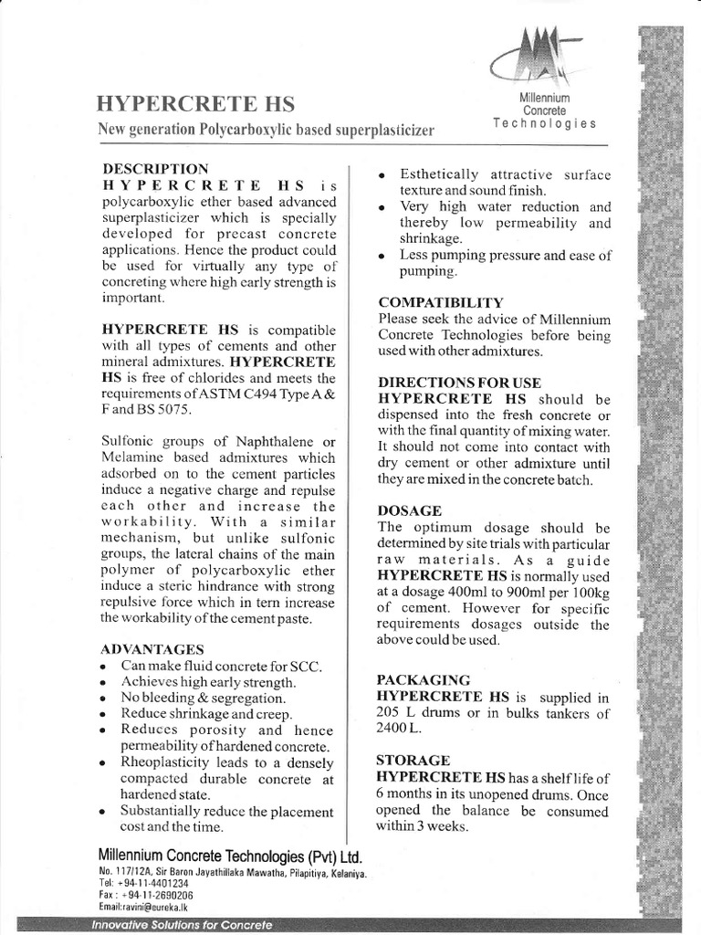 Lab - Hypercrete HS New | PDF | Concrete | Civil Engineering