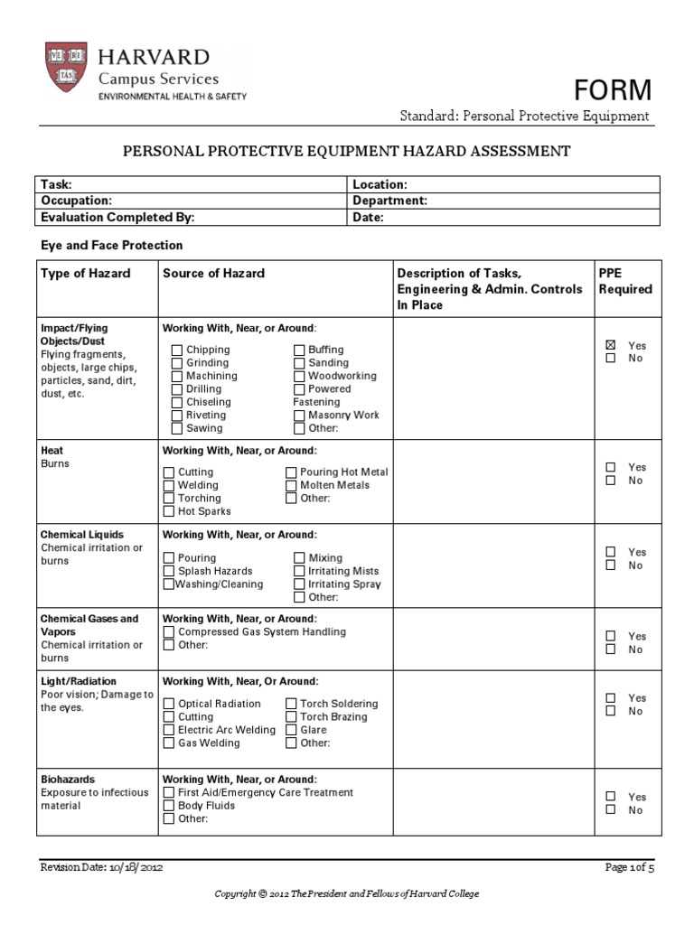 Personal Protective Equipment Hazard Assessment | PDF | Personal ... Personal Protective Equipment Hazard Assessment | PDF | Personal ...