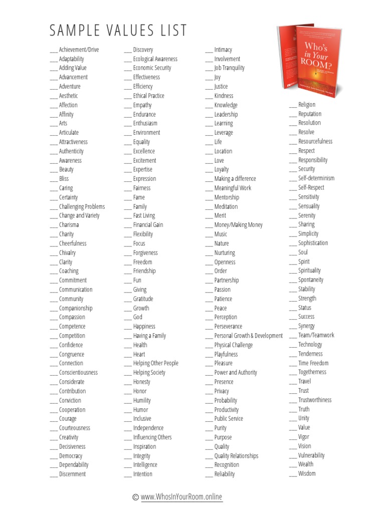Values and Priorities: A Comprehensive List of Core Human Drives, Needs ...
