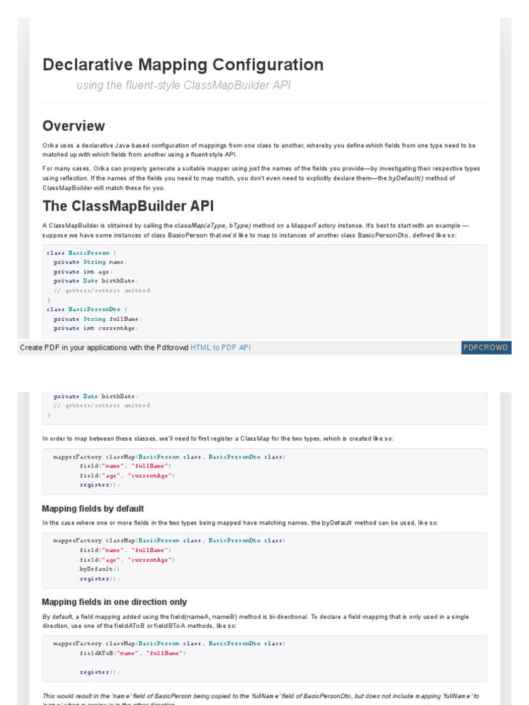 Declarative Mapping Configuration: Using The Fluent-Style Classmapbuilder Api | PDF ...