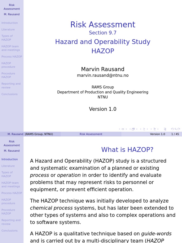 Risk Assessment Hazard and Operability S | Download Free PDF | Risk ...