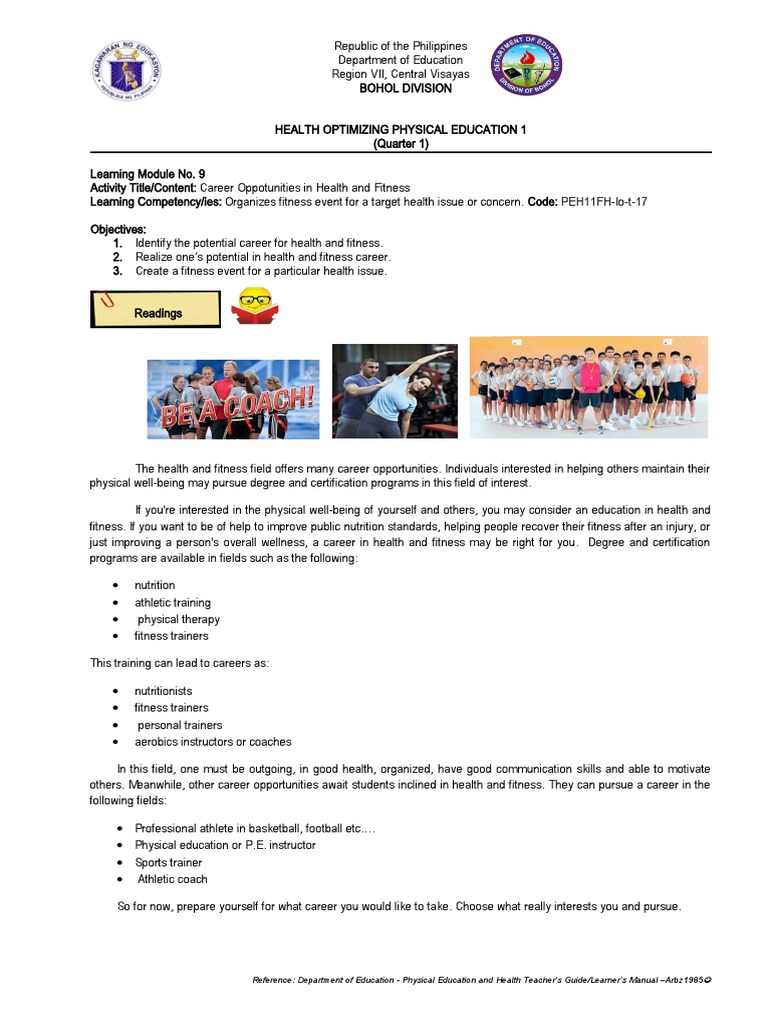 Reference: Department of Education - Physical Education and Health ...