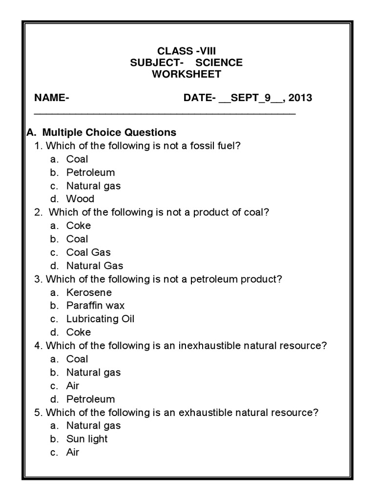 CBSE Class 8 Science Worksheet - Revision Worksheet | PDF | Business ...