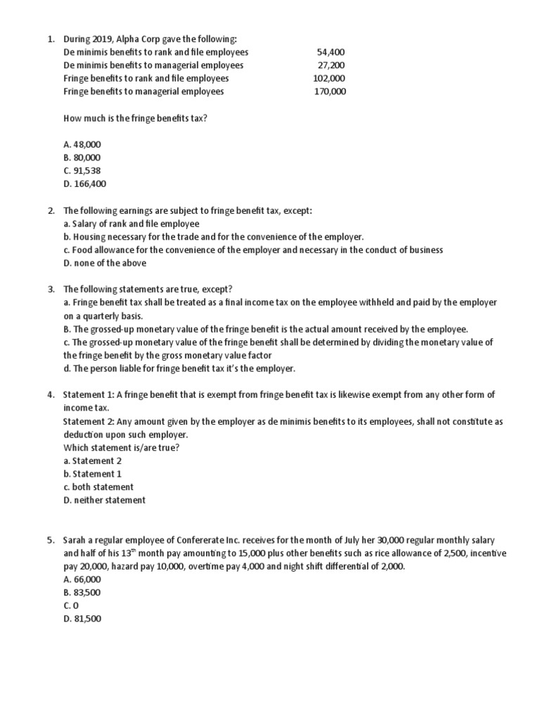 Quiz Week 2 No Answer | PDF | Gross Income | Capital Gains Tax