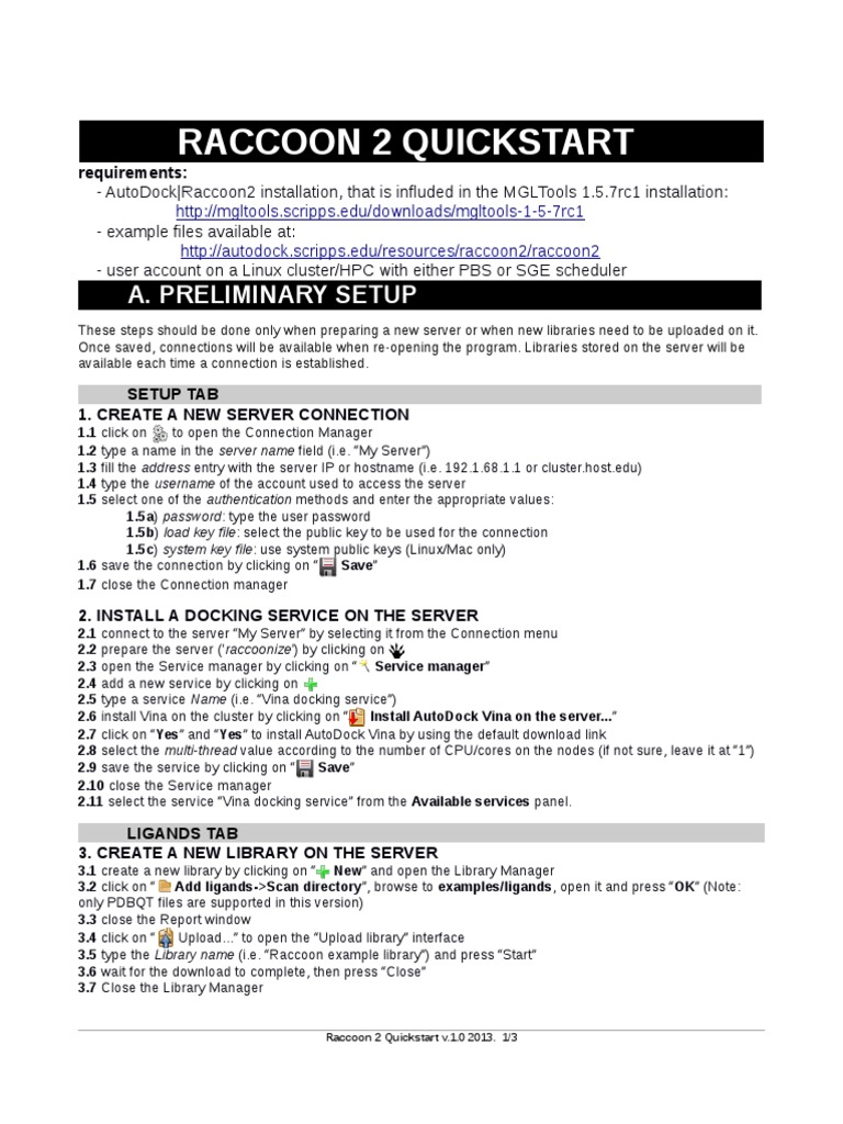 Raccoon 2 Quickstart: A. Preliminary Setup | PDF | Comma Separated Values | Library (Computing)
