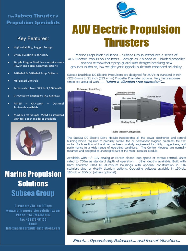 AUV Propulsion Thruster Guide | PDF | Propulsion | Spacecraft Propulsion
