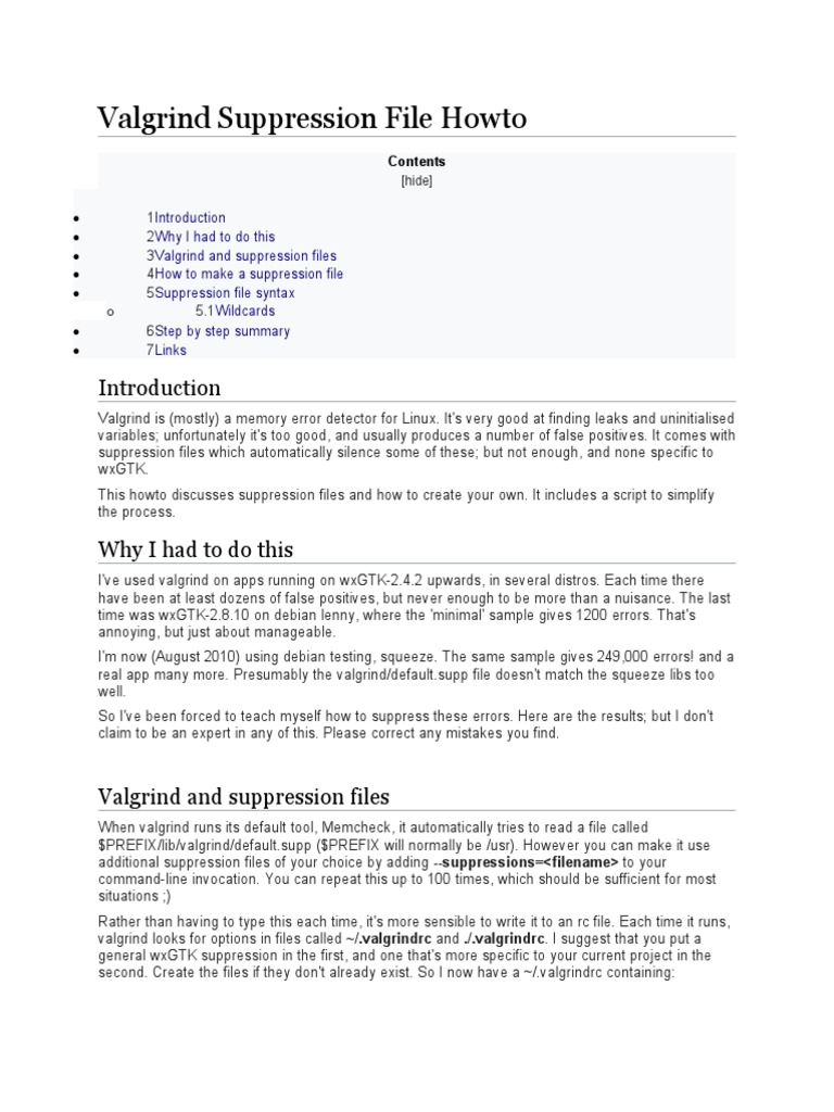 Valgrind Suppression File Howto Pdf Type I And Type Ii Errors Computer Programming