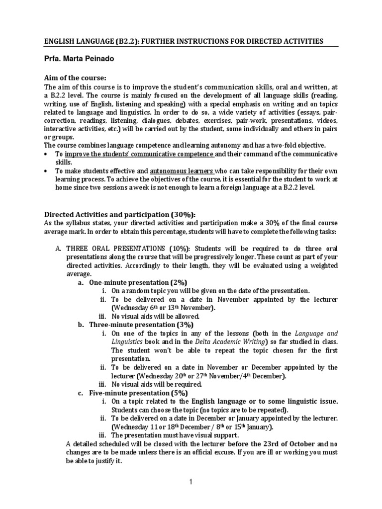 FURTHER INSTRUCTIONS B2.2 ENGLISH Studies MP | PDF | Essays | Learning