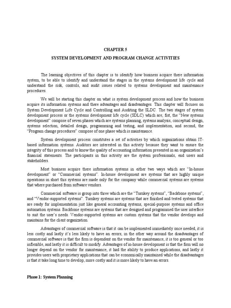 System Development and Program Change Activities | PDF | Audit | Class (Computer Programming)