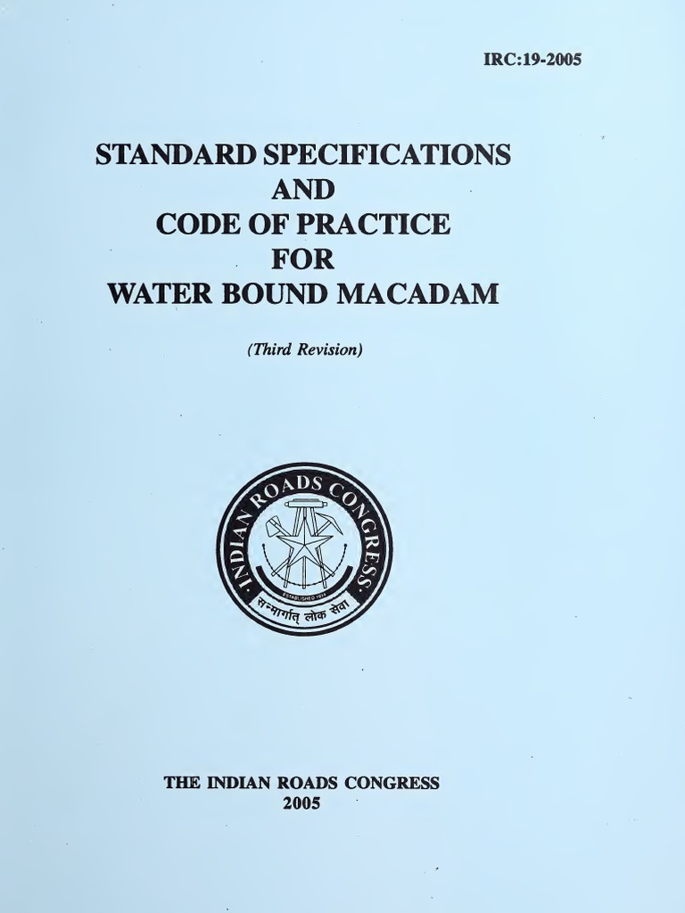 IRC 19-2005 STANDARD SPECIFICATIONS AND CODE OF PRACTICE FOR WATER ...