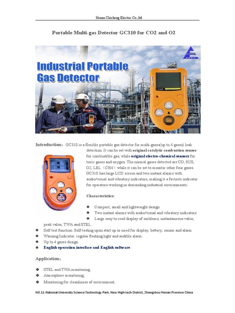 Portable Multi-Gas Detector GC310 For CO2 and O2: Introduction | PDF ...