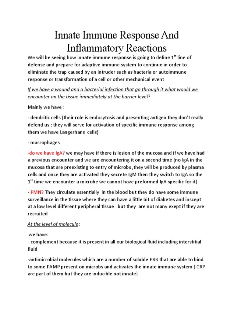 Immunology (Session 12) ch12 Innate Response | PDF | Inflammation ...