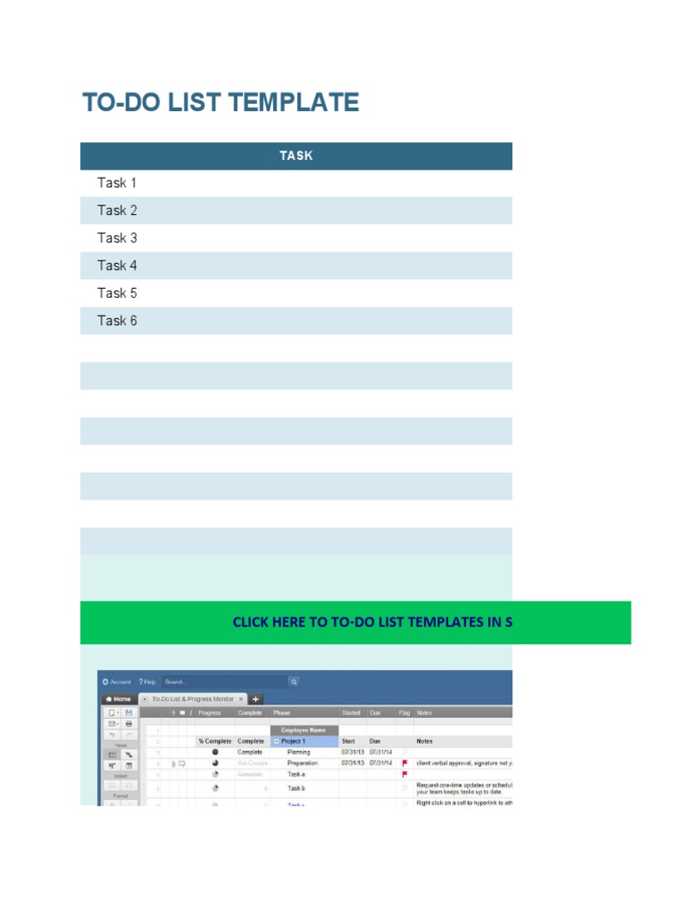 To-Do List Template: Task 1 Task 2 Task 3 Task 4 Task 5 Task 6 | PDF