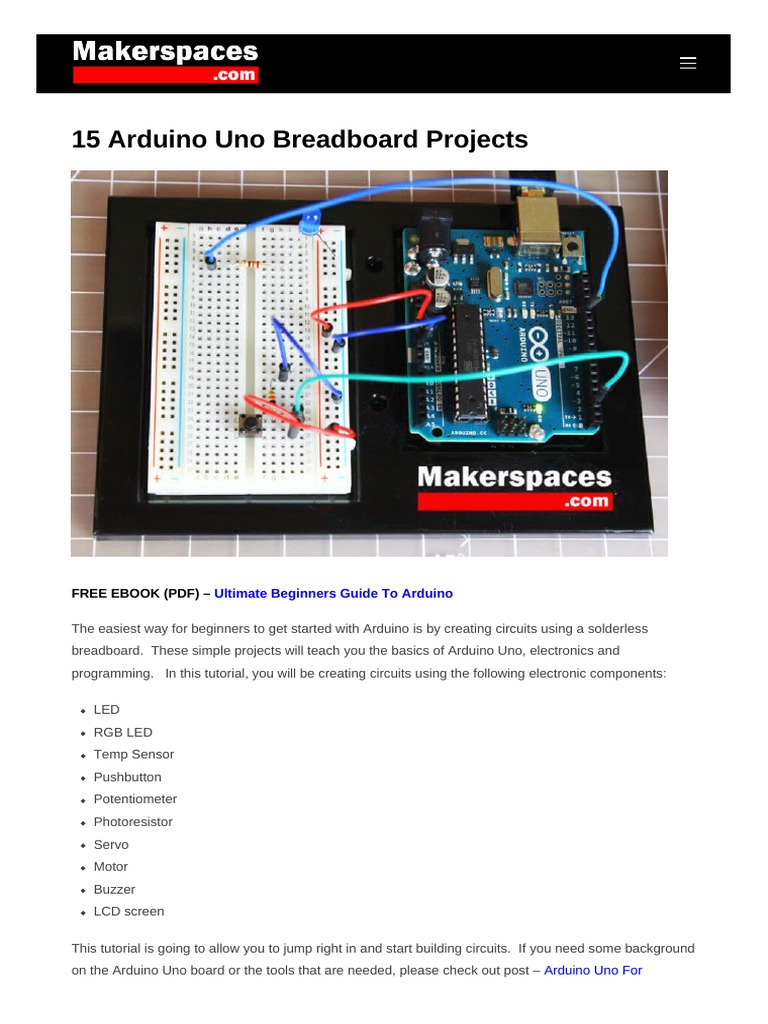 15 Arduino Uno Breadboard Projects Pdf Pdf Arduino Rgb Color Model