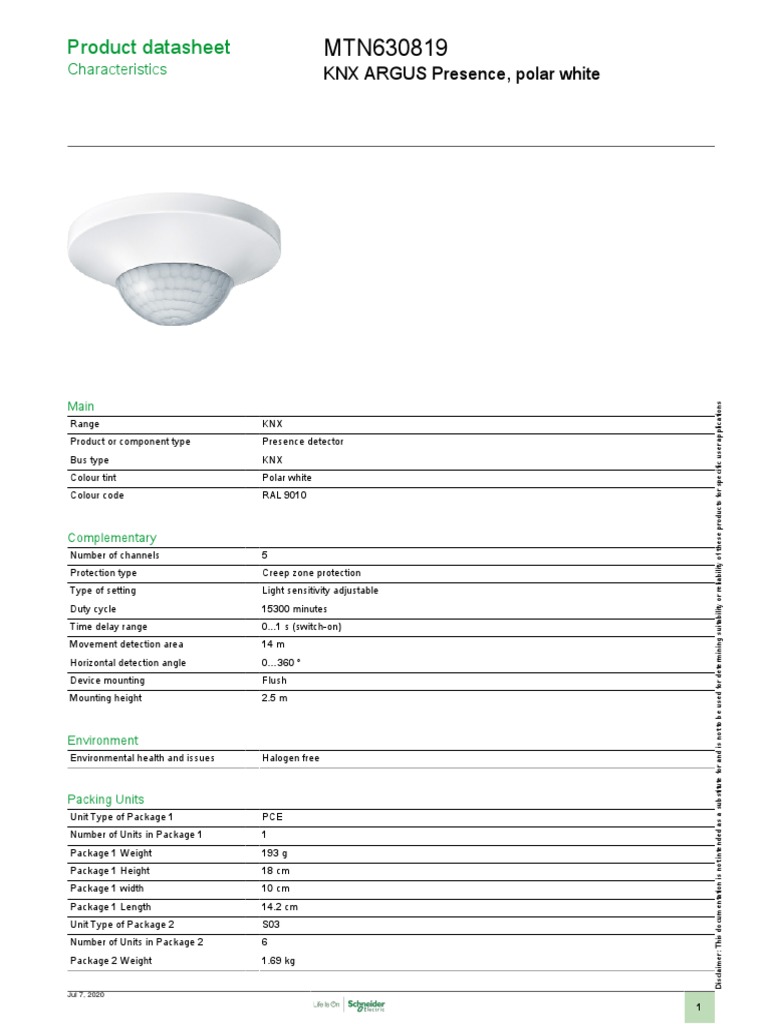 KNX - MTN630819 - Ceiling Motion Detector | PDF
