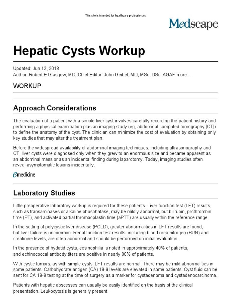 An Overview of the Workup for Hepatic Cysts | PDF | Liver | Ct Scan