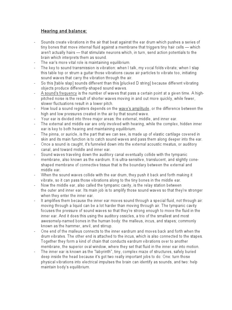 Hearing and Balance Crash Course | PDF | Ear | Hearing