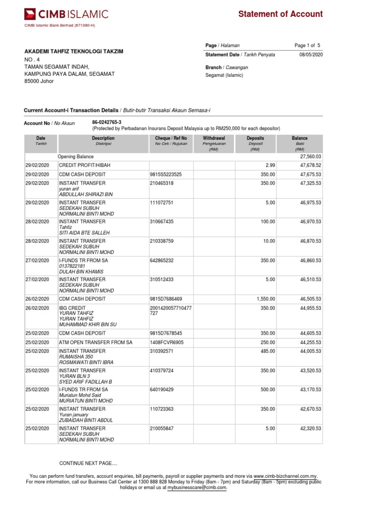 Statement of Account Summary | PDF | Cheque | Financial Technology