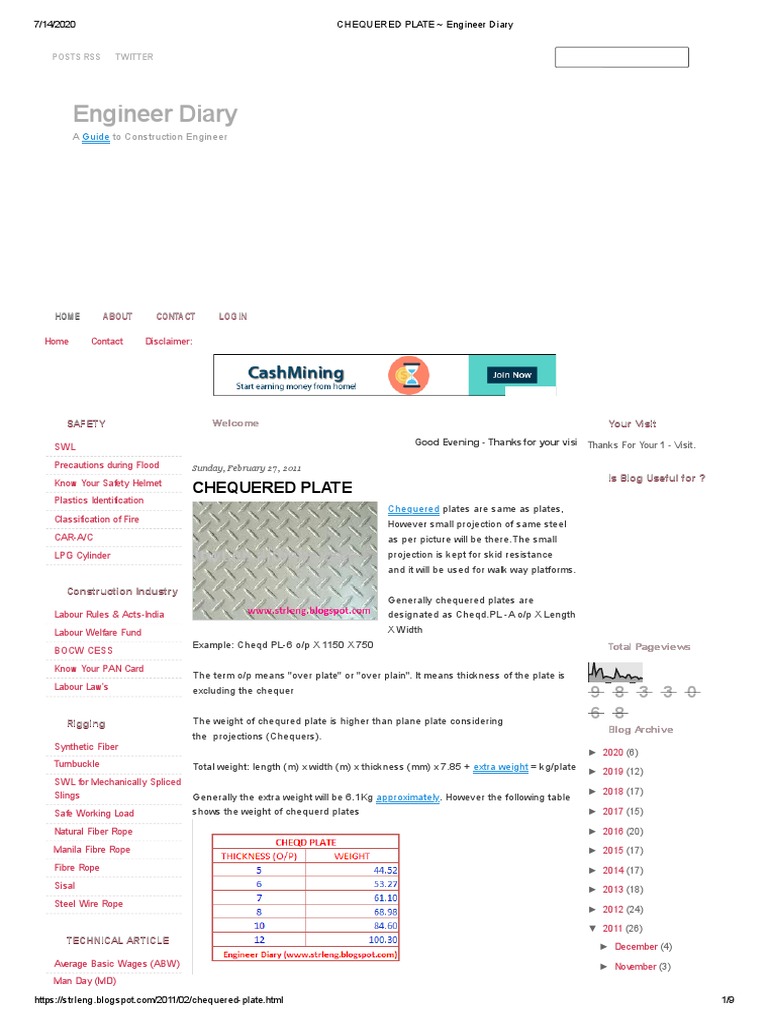 CHEQUERED PLATE - Engineer Diary | PDF | Carbohydrates | Nature