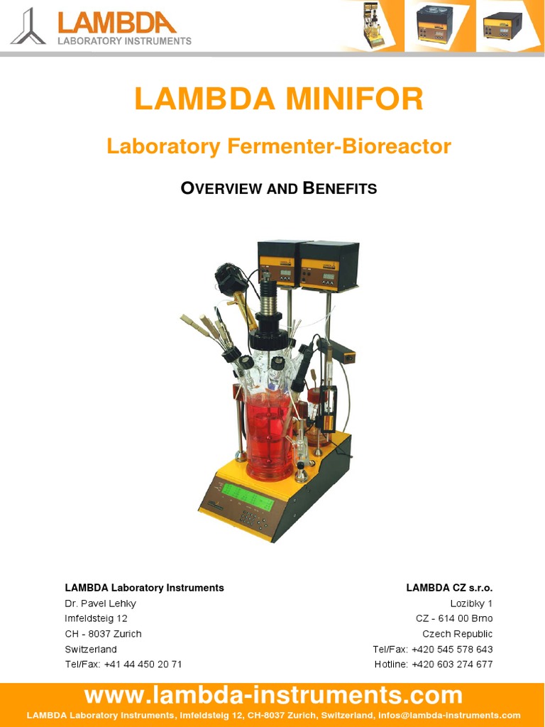 LAMBDA MINIFOR Laboratory Bioreactor 20 Innovations Overview and ...