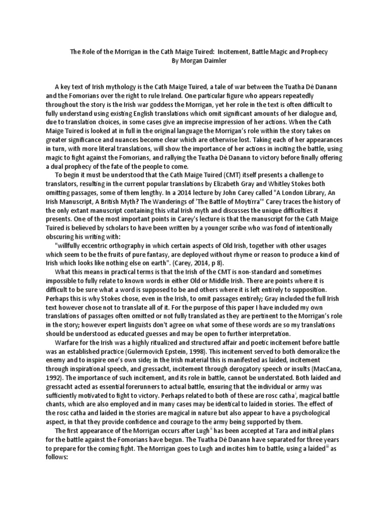 The Role of The Morrigan in The Cath Mai | PDF | Irish Mythology ...
