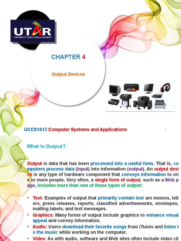 Output Devices: UCCS1613 | PDF | Printer (Computing) | Computer Monitor
