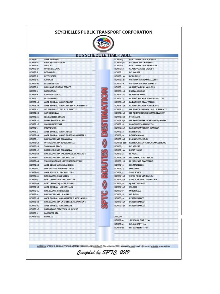 SPTC Bus Schedule TimeTable 2019 | PDF | Public Services | Services ...