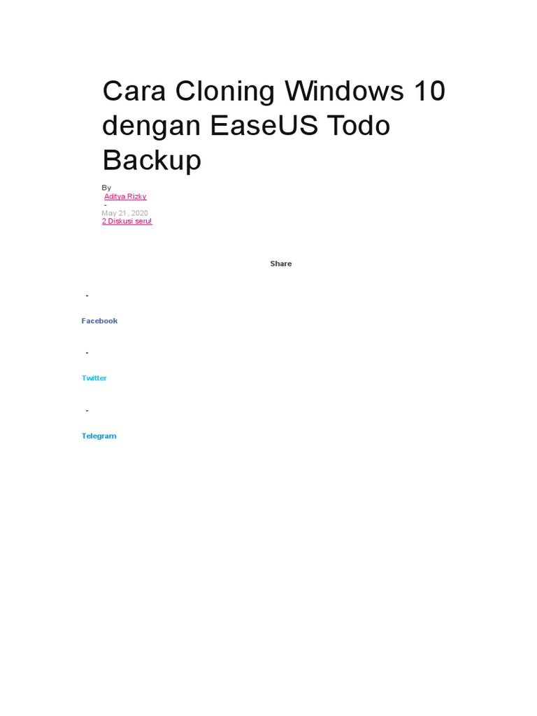 Cara Cloning Windows 10 Dengan EaseUS Todo Backup | PDF | Komputer