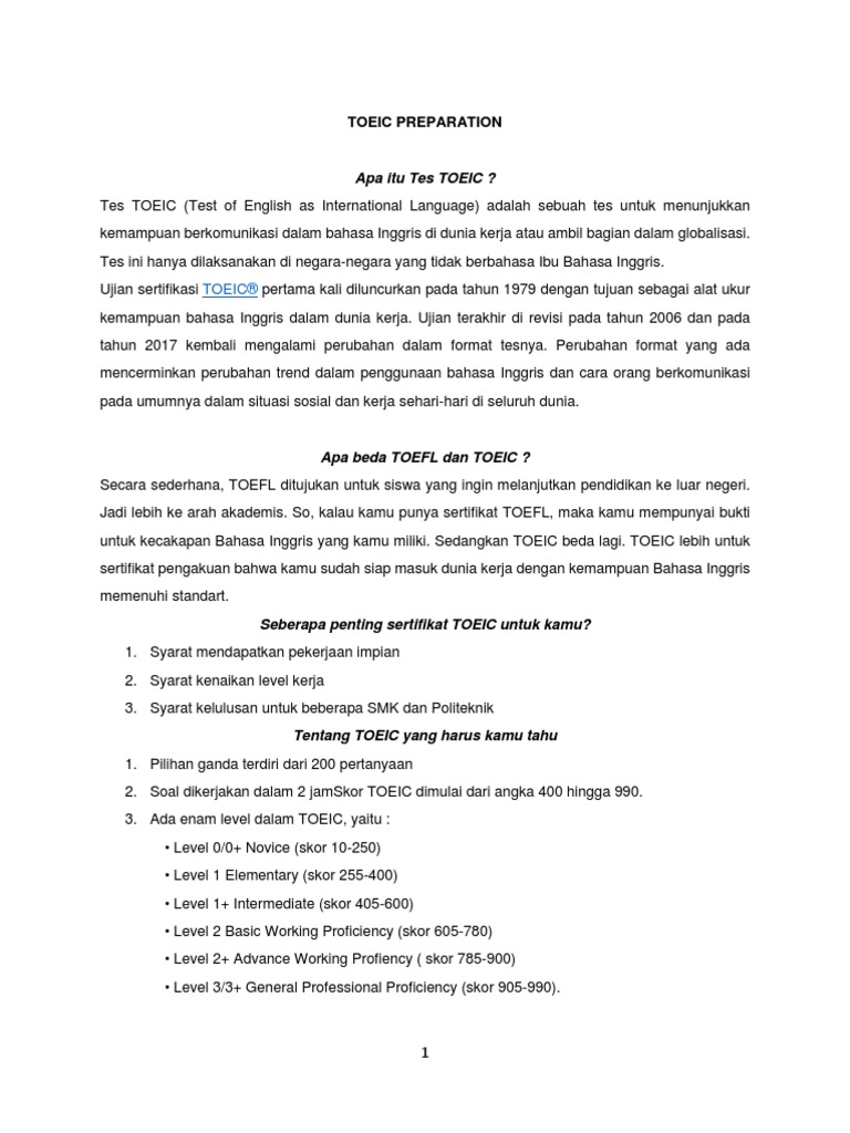 Toeic Preparation PDF | PDF