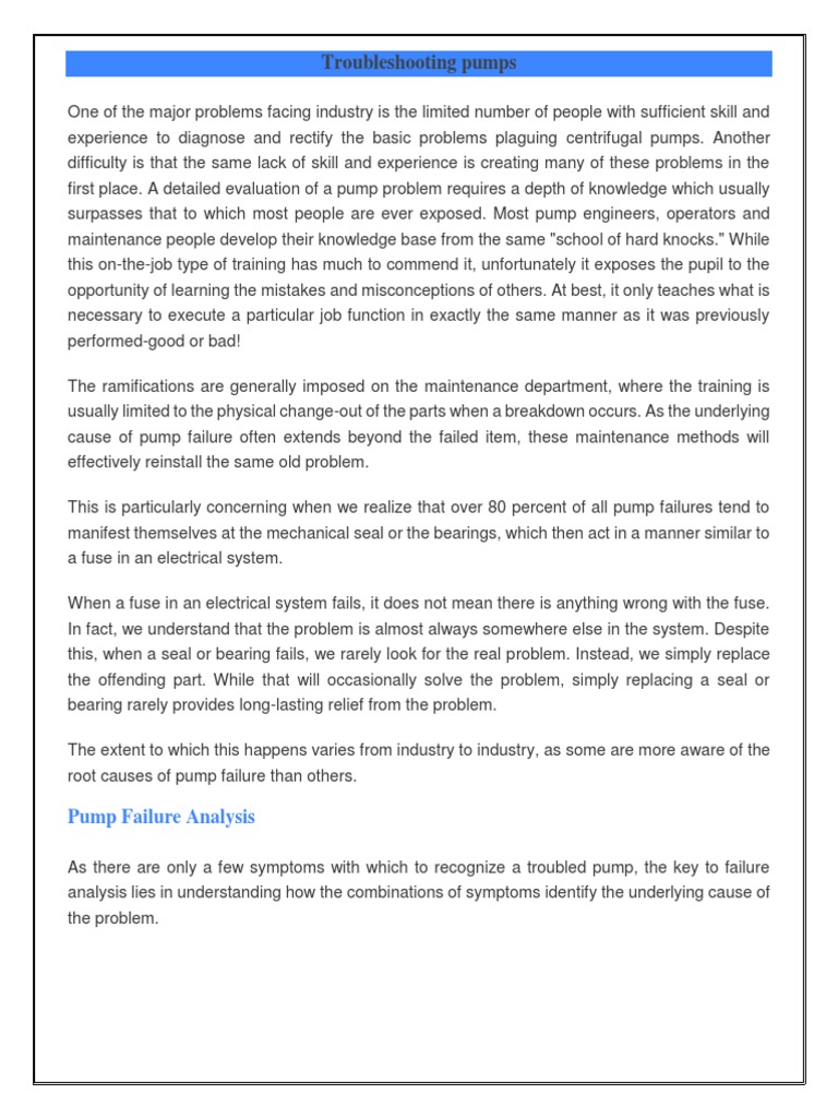 Troubleshooting Pumps: Pump Failure Analysis | PDF | Pump | Continuum ...