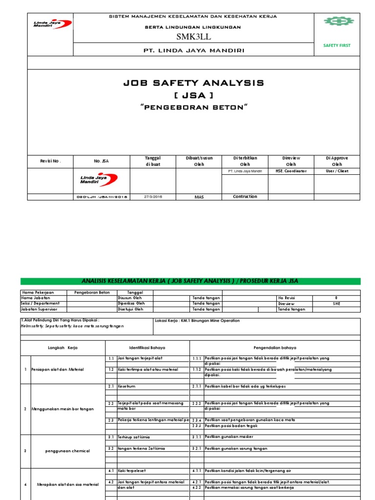 JSA Pengeboran | PDF