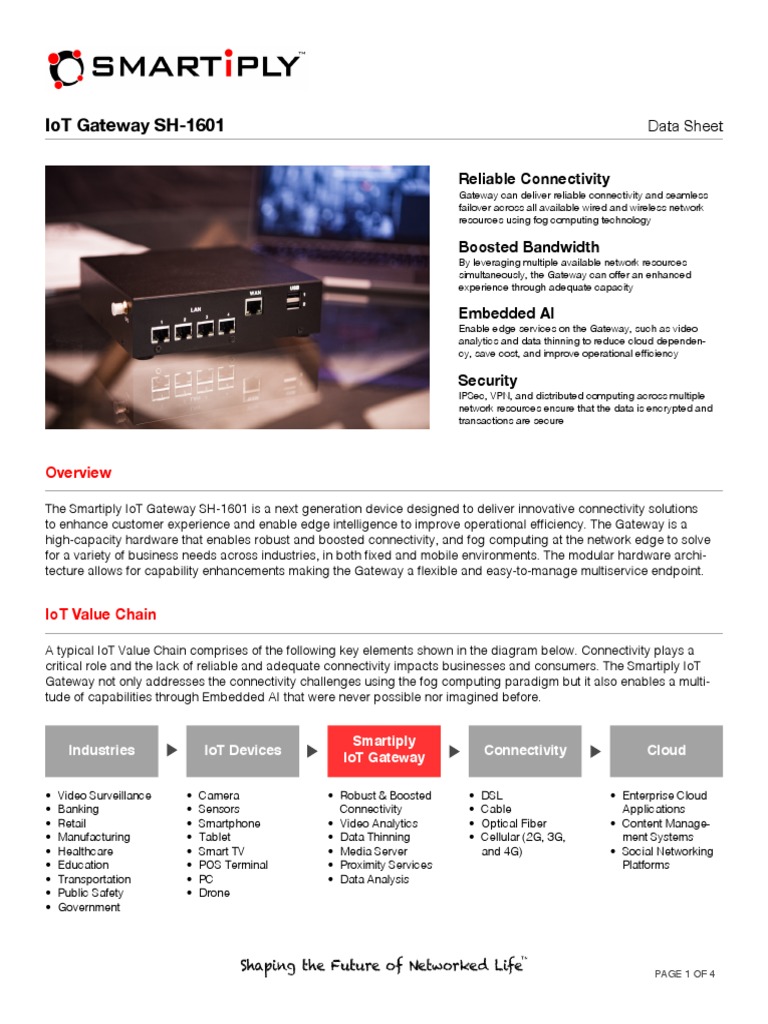Smartiply IoT Gateway Datasheet PDF | Download Free PDF | Internet Of ...