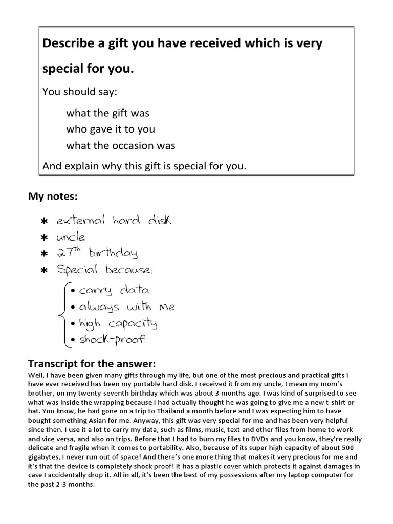 Speaking Part2 Cue Card 1 PDF | PDF