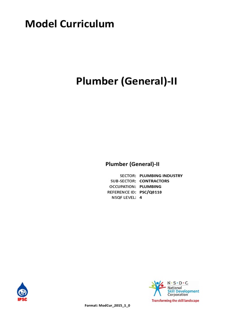 Plumber (General) - II R1 07jan2016 PDF | PDF | Plumbing | Tap (Valve)
