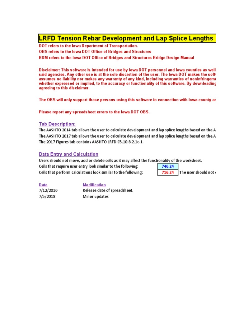 Rebar Tension Development and Splice Lengths LRFD 8th Edition | PDF ...