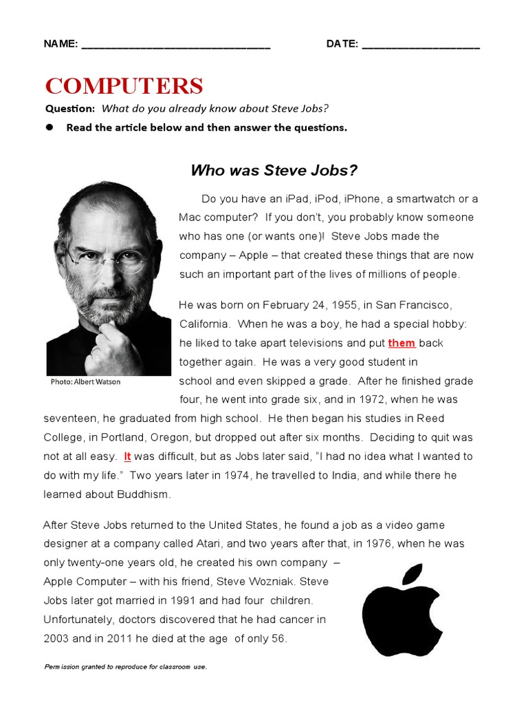 Computers: Who Was Steve Jobs? | PDF | Steve Jobs | Apple Inc.