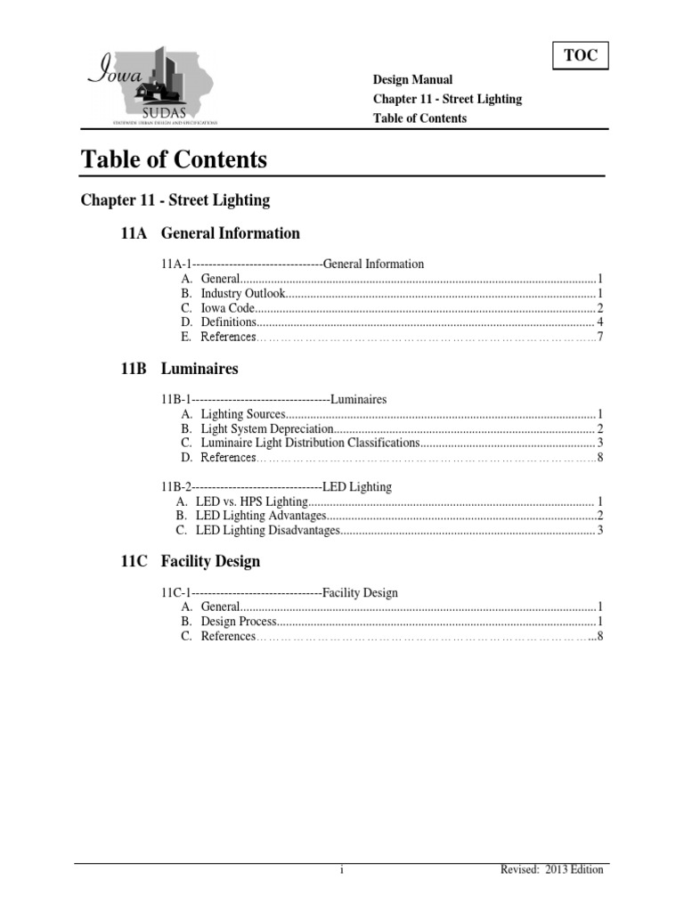 Design Manual Chapter 11 - Street Lighting: I Revised: 2013 Edition ...