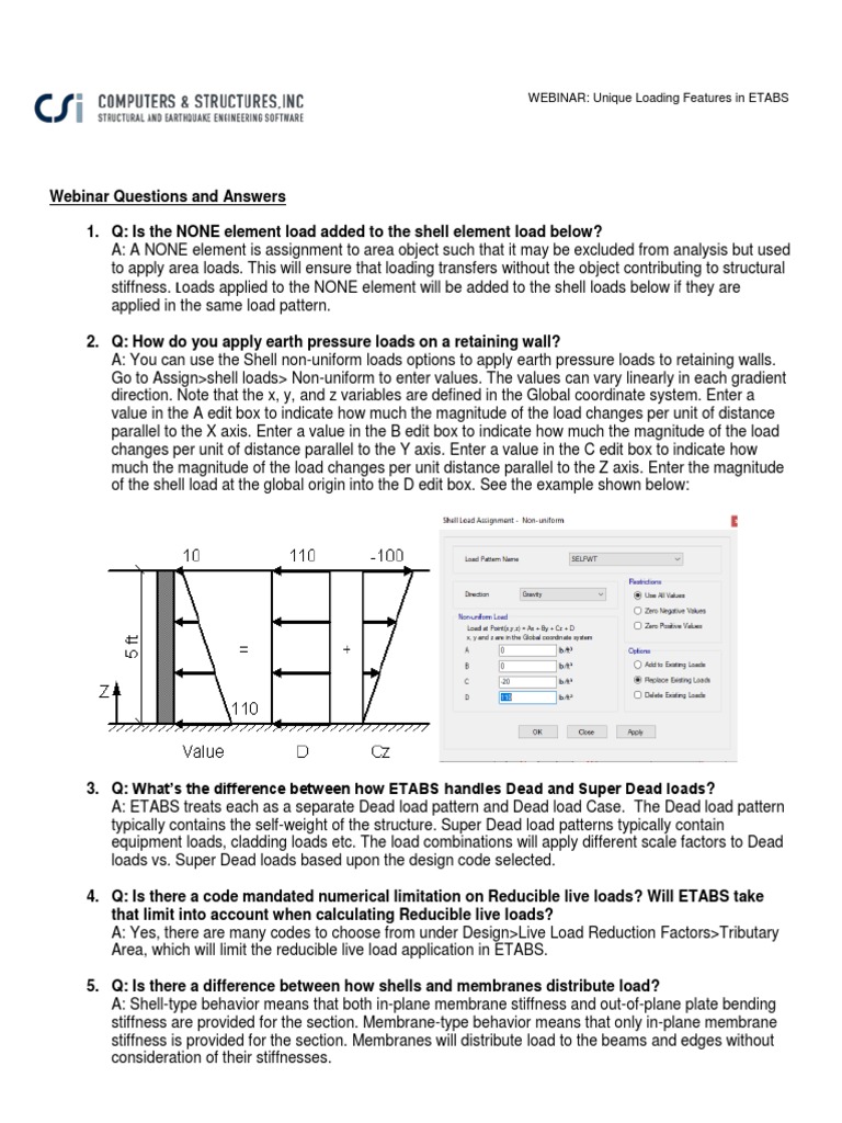 Unique Loading Features in ETABS Questions and Answers | PDF ...