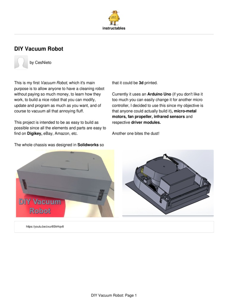 DIY Vacuum Robot: 3d Printed. Arduino Uno (If You Don't Like It | PDF ...