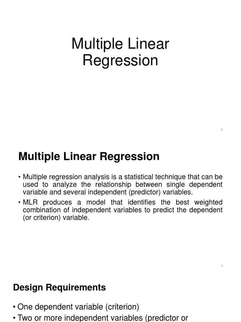 Class Material Multiple Linear Regression Pdf Regression Analysis Linear Regression