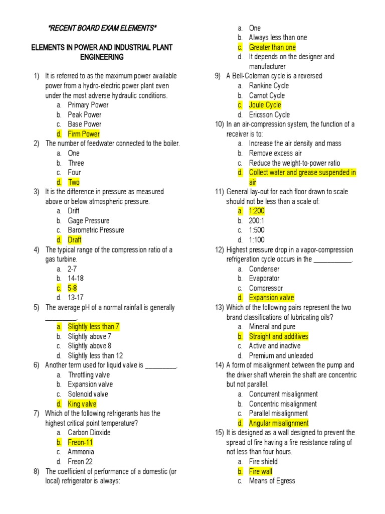 Power and Industrial Plant Exam Elements | PDF | Heat | Heat Transfer