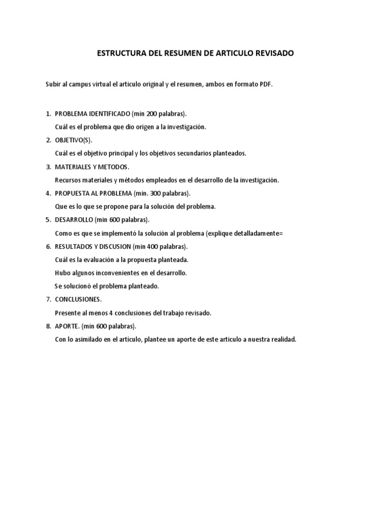 Estructura Del Resumen Del Articulo PDF | PDF
