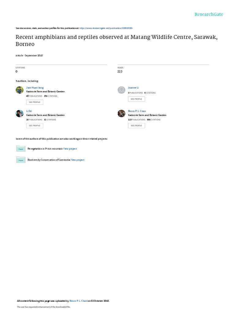 Amphibians and Reptiles Matang Wildlife Centre | PDF | Frog | Amphibian