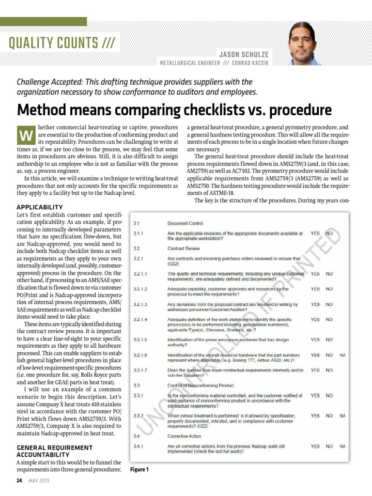 Quality Counts: Method Means Comparing Checklists vs. Procedure | PDF ...